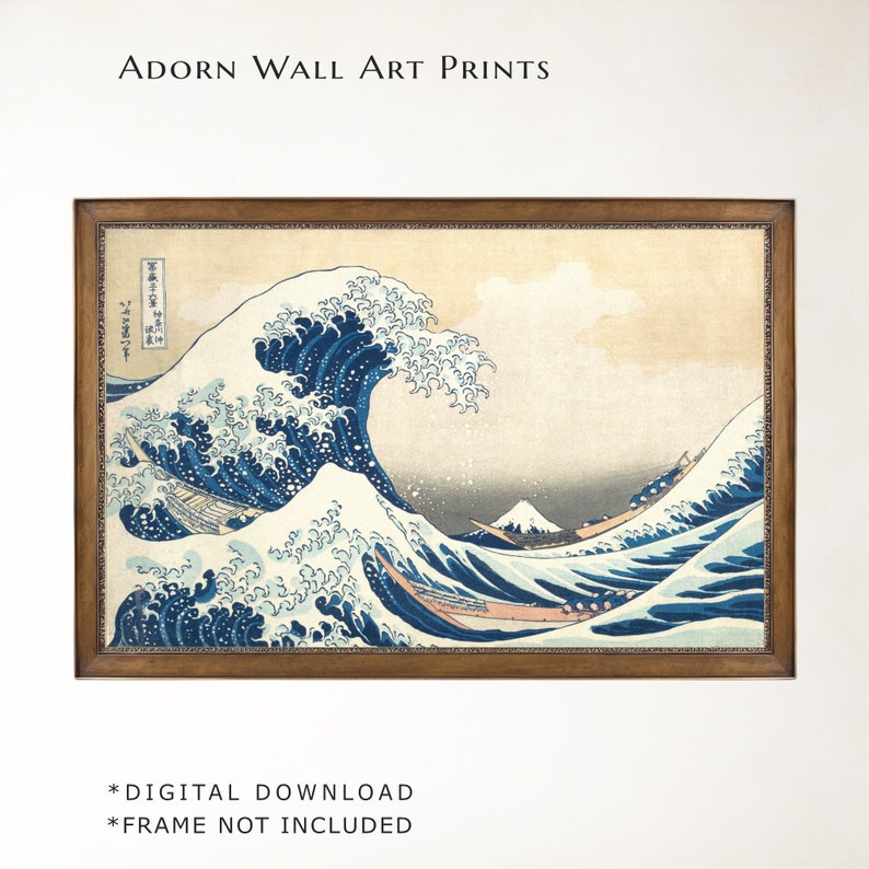 Hokusai Great Wave Poster Mount Fuji Art Woodblock Print Japanese Ukiyo ...