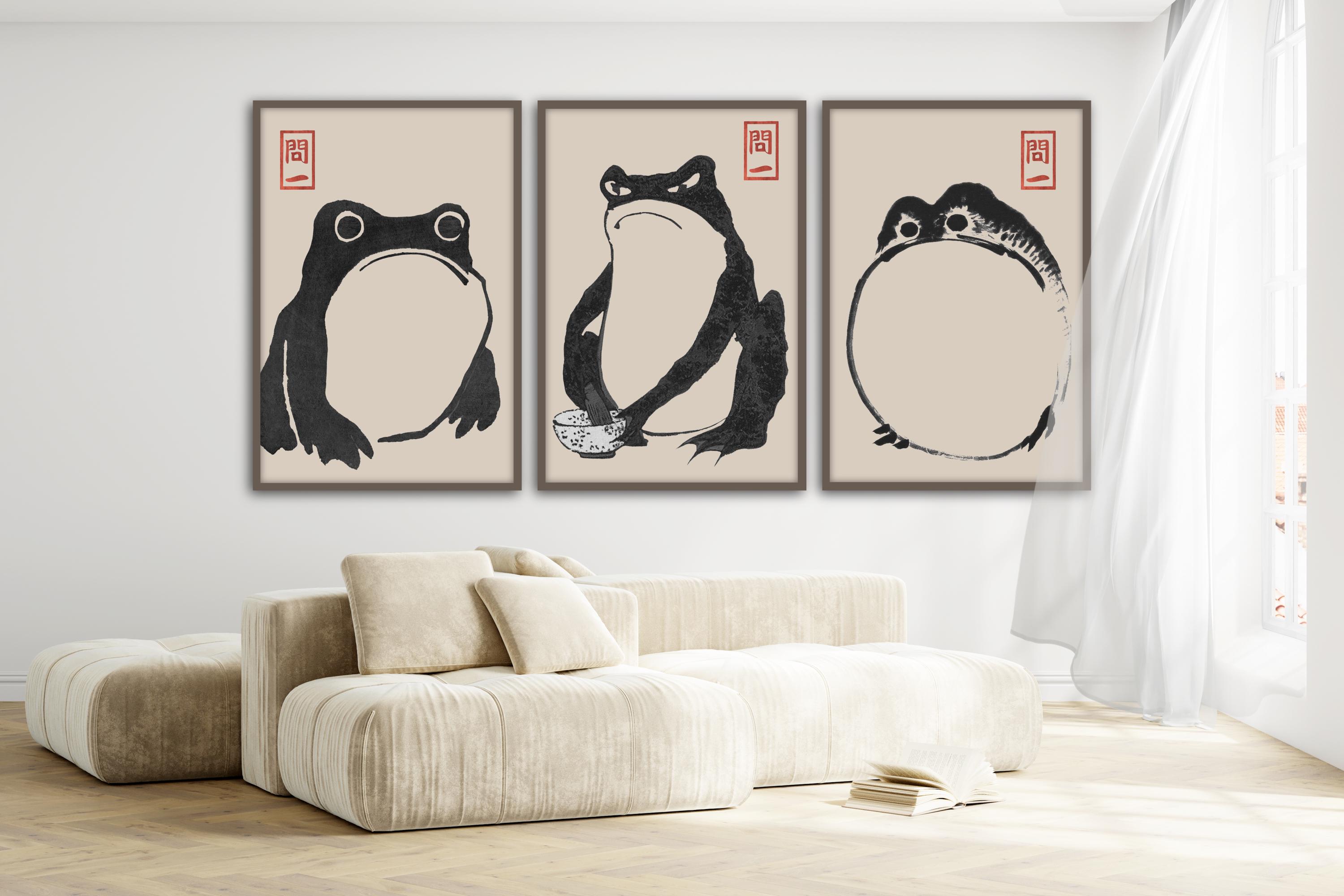 Japanese Matsumoto Hoji Frog Set of 3 Woodblock | Black Frogs and Toads ...