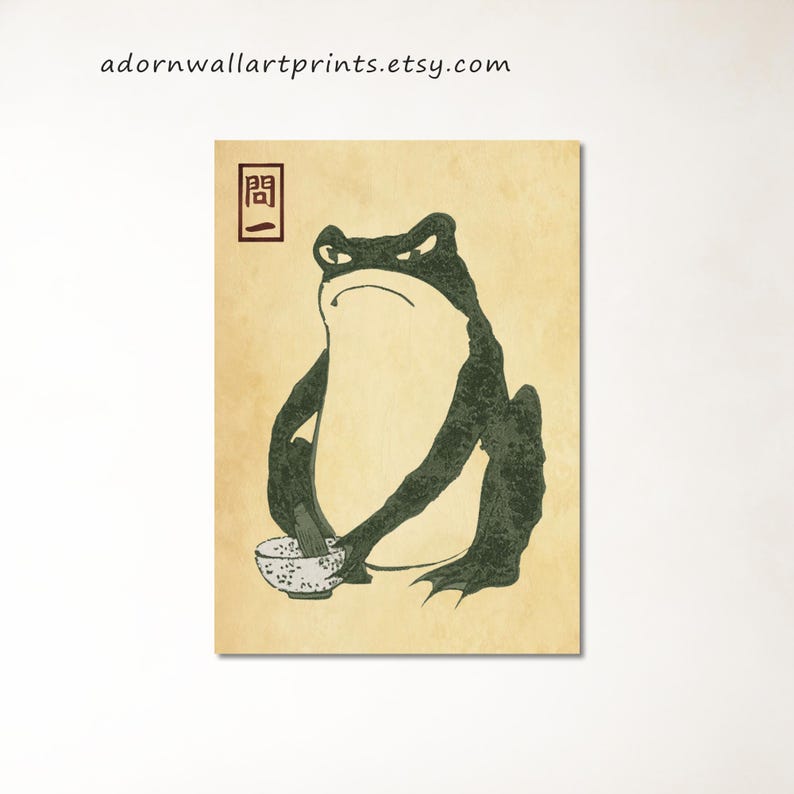 Funny Japanese Kawaii Frog Woodblock Print Japanese Art Frog Set of 3 ...