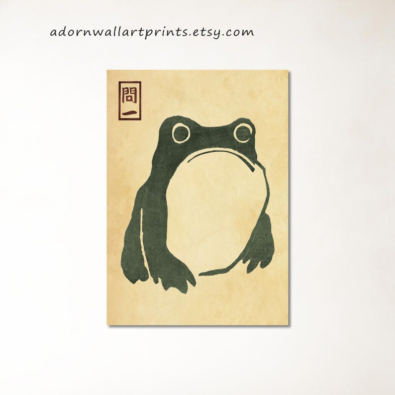 Funny Japanese Kawaii Frog Woodblock Print Japanese Art Frog Set of 3 ...