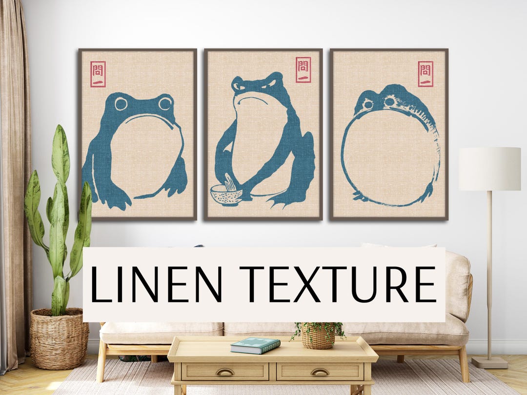 Japanese Matsumoto Hoji Frog Set of 3 Woodblock | Blue Frogs and Toads ...