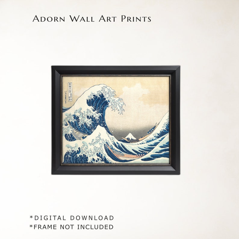 Hokusai Great Wave Poster Mount Fuji Art Woodblock Print Japanese Ukiyo ...