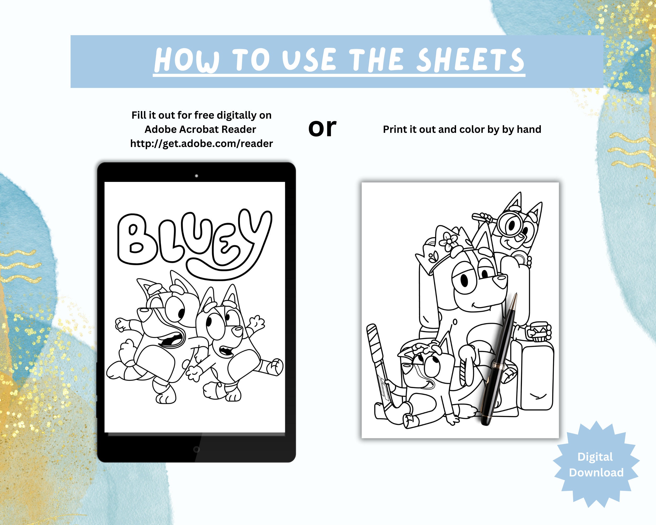 Digital Bluey Coloring Activity Busy Book 31 Pages Instant Download ...