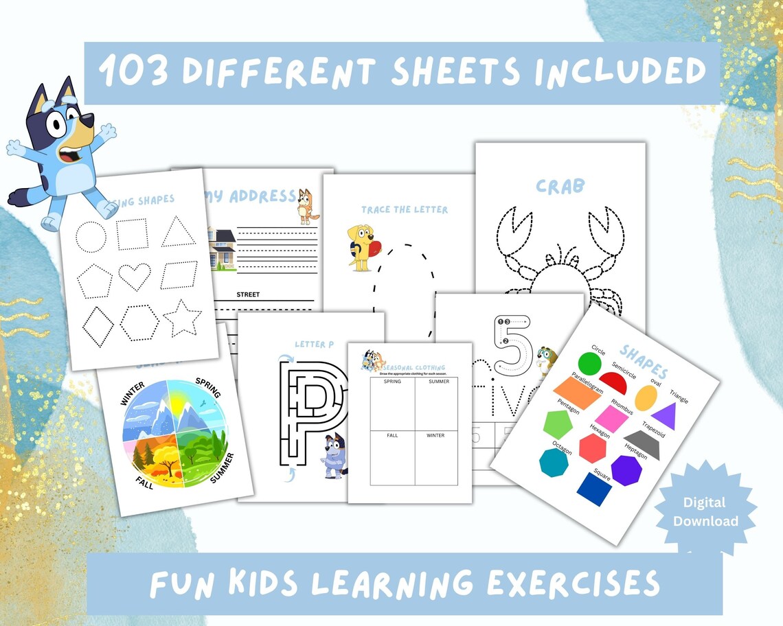 Bluey Learning Activity Book Bundle - Printable Preschool Kindergarten ...