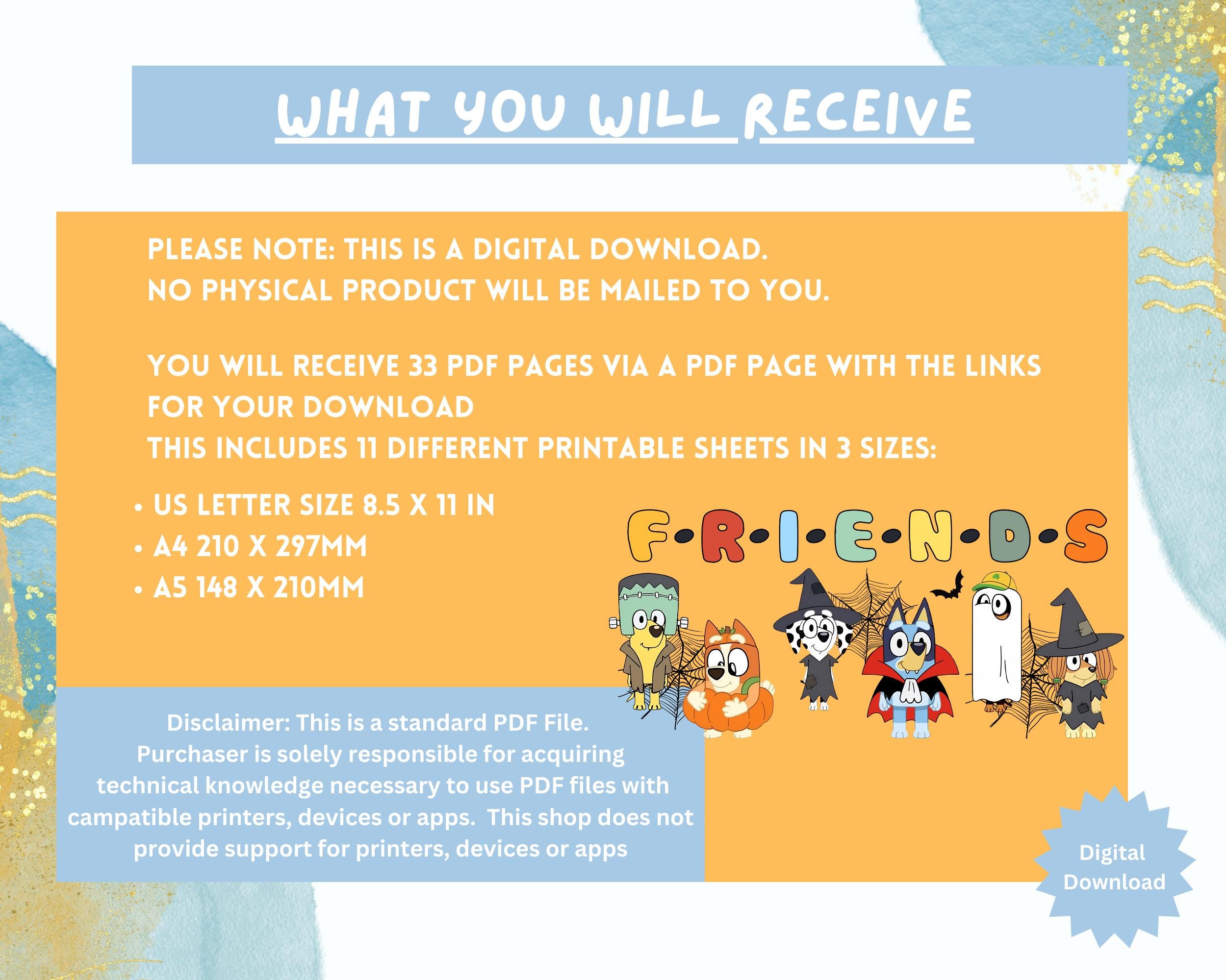 Bluey Halloween Activity Busy Book Digital Download Worksheets US ...