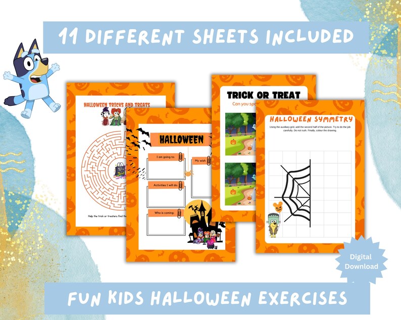Bluey Halloween Activity Busy Book | Digital Download | Worksheets |US ...