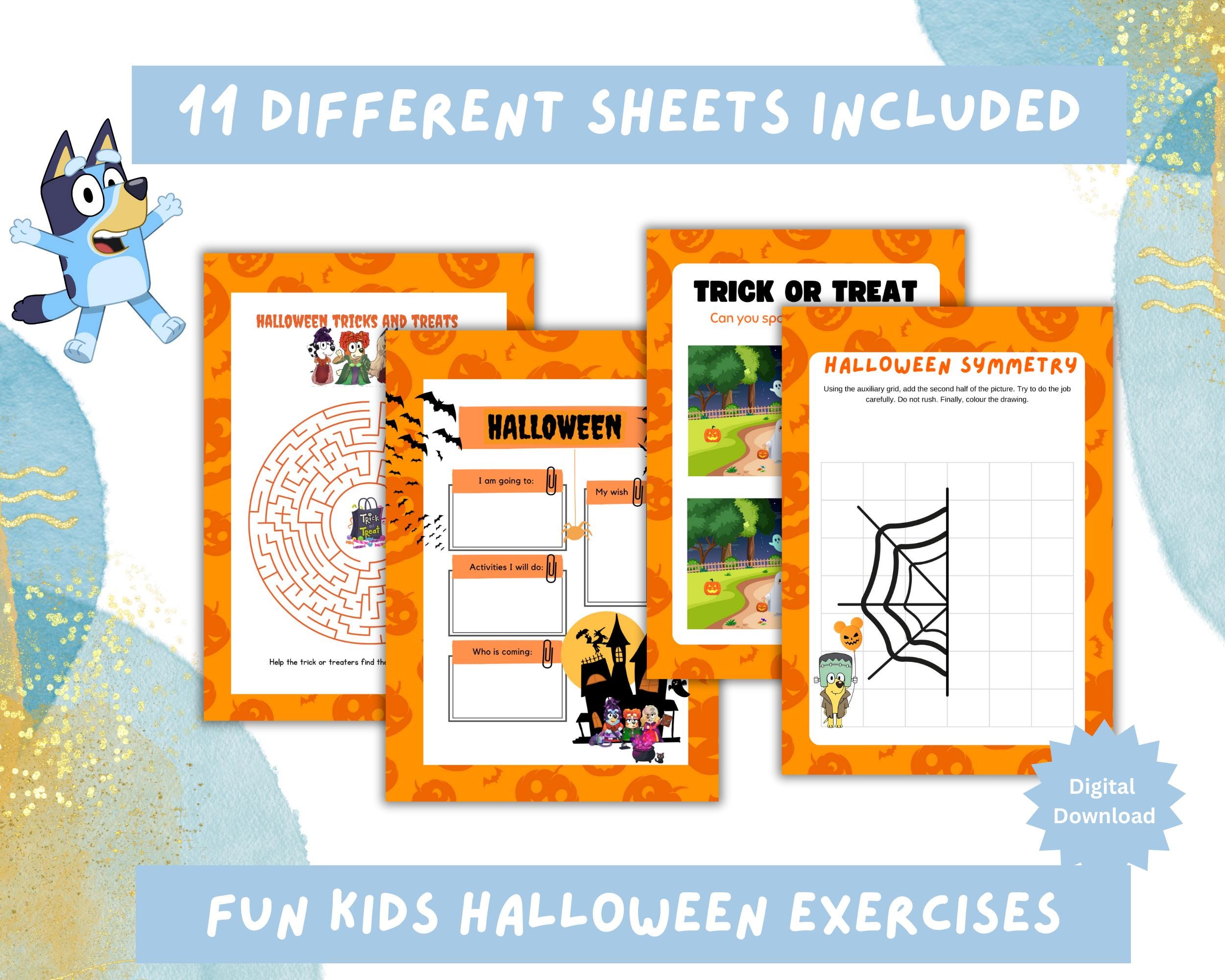 Bluey Halloween Activity Busy Book Digital Download Worksheets US ...