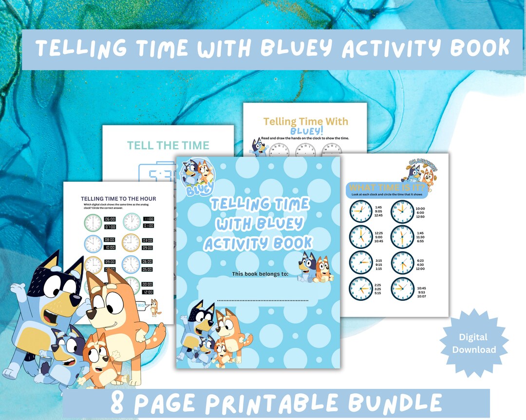Bluey Learning Activity Book Time Telling Educational Printable's ...
