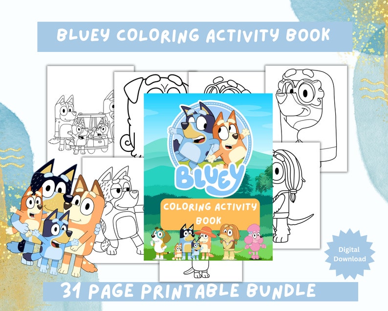 Digital Bluey Coloring Activity Busy Book 31 Pages Instant Download ...