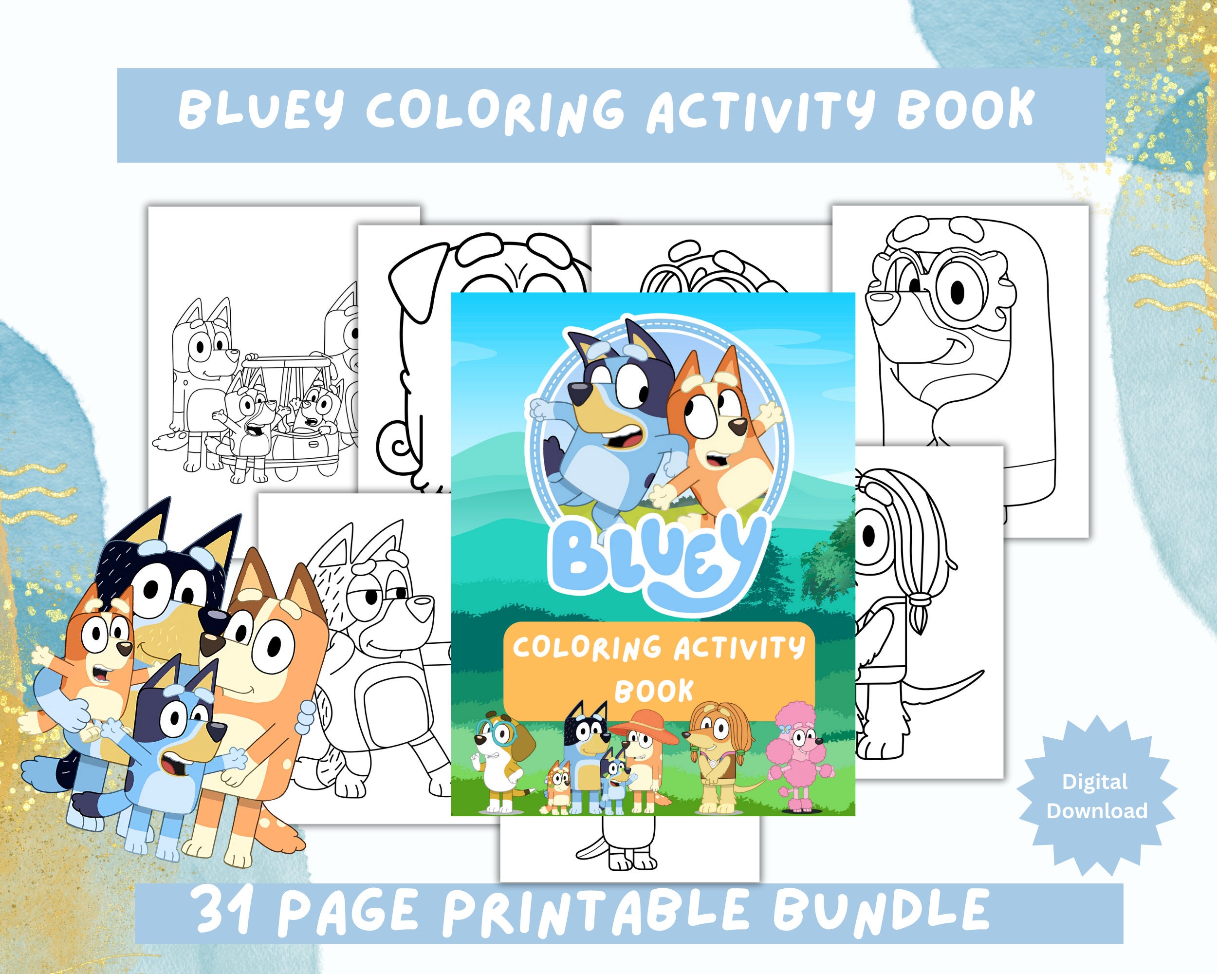 Digital Bluey Coloring Activity Busy Book 31 Pages Instant Download ...