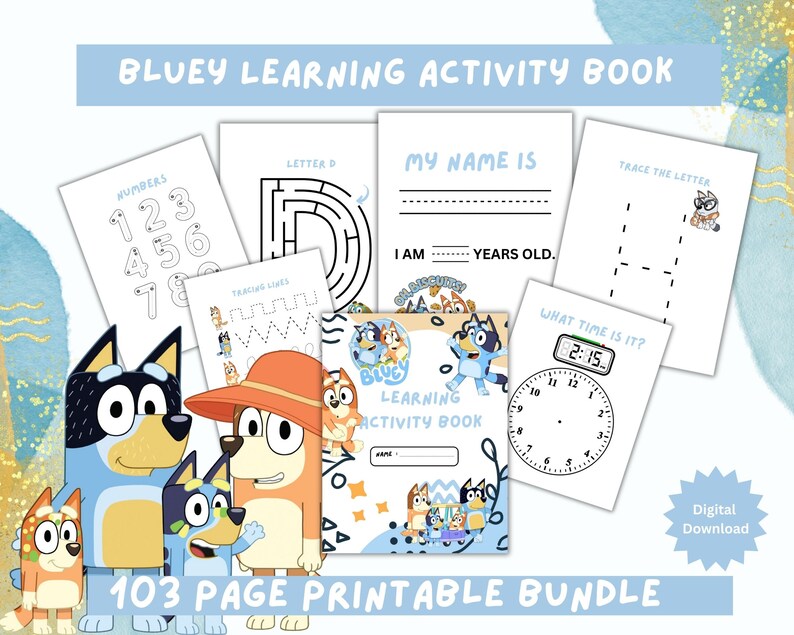 Bluey Learning Activity Book, Homeschool, Preschool Education Toddler ...