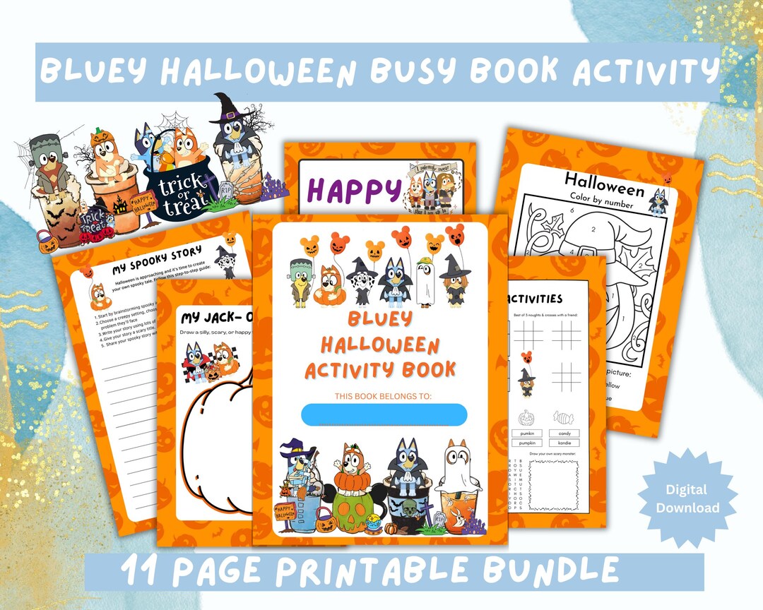 Bluey Halloween Activity Busy Book | Digital Download | Worksheets |US ...