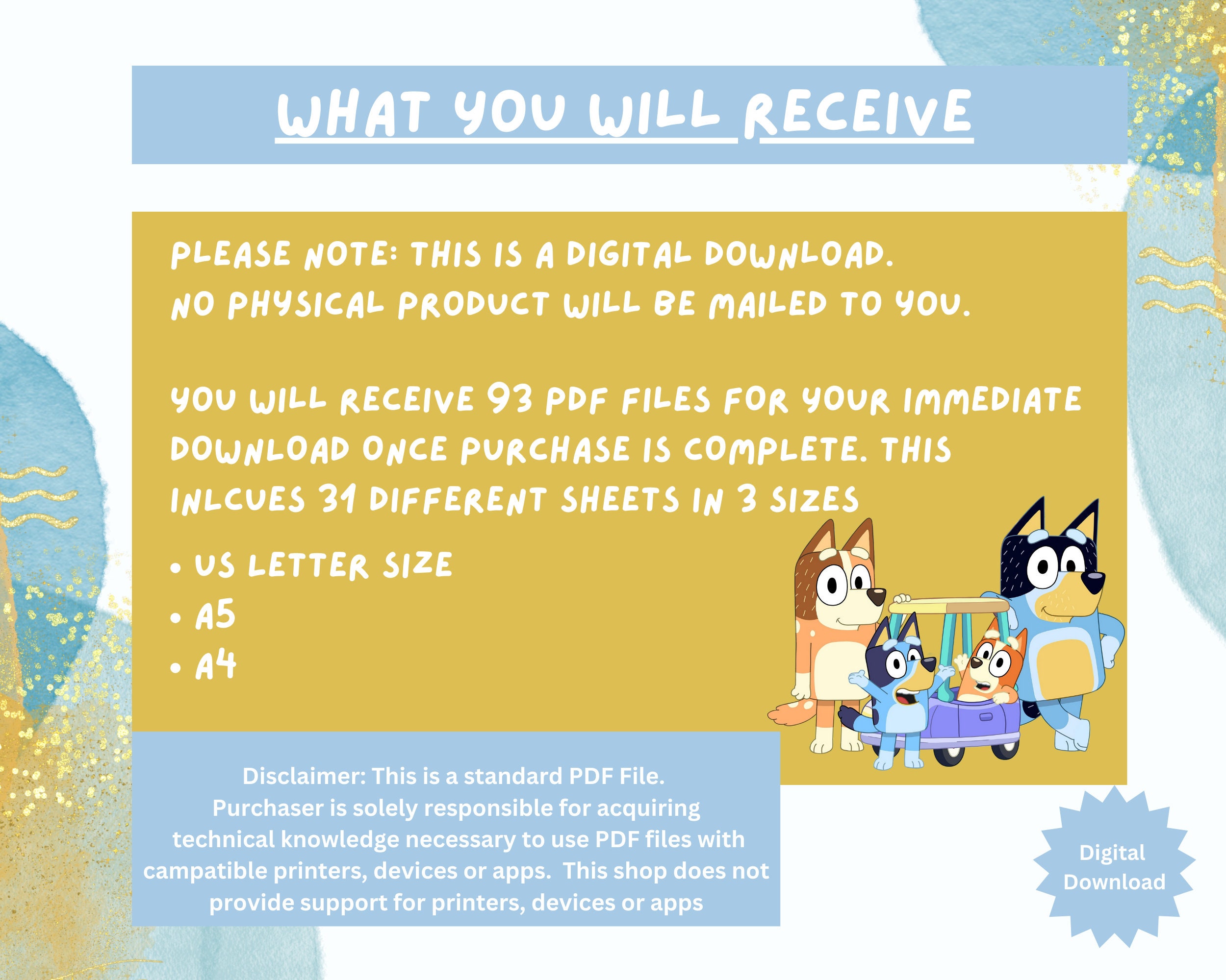 Digital Bluey Coloring Activity Busy Book 31 Pages Instant Download ...