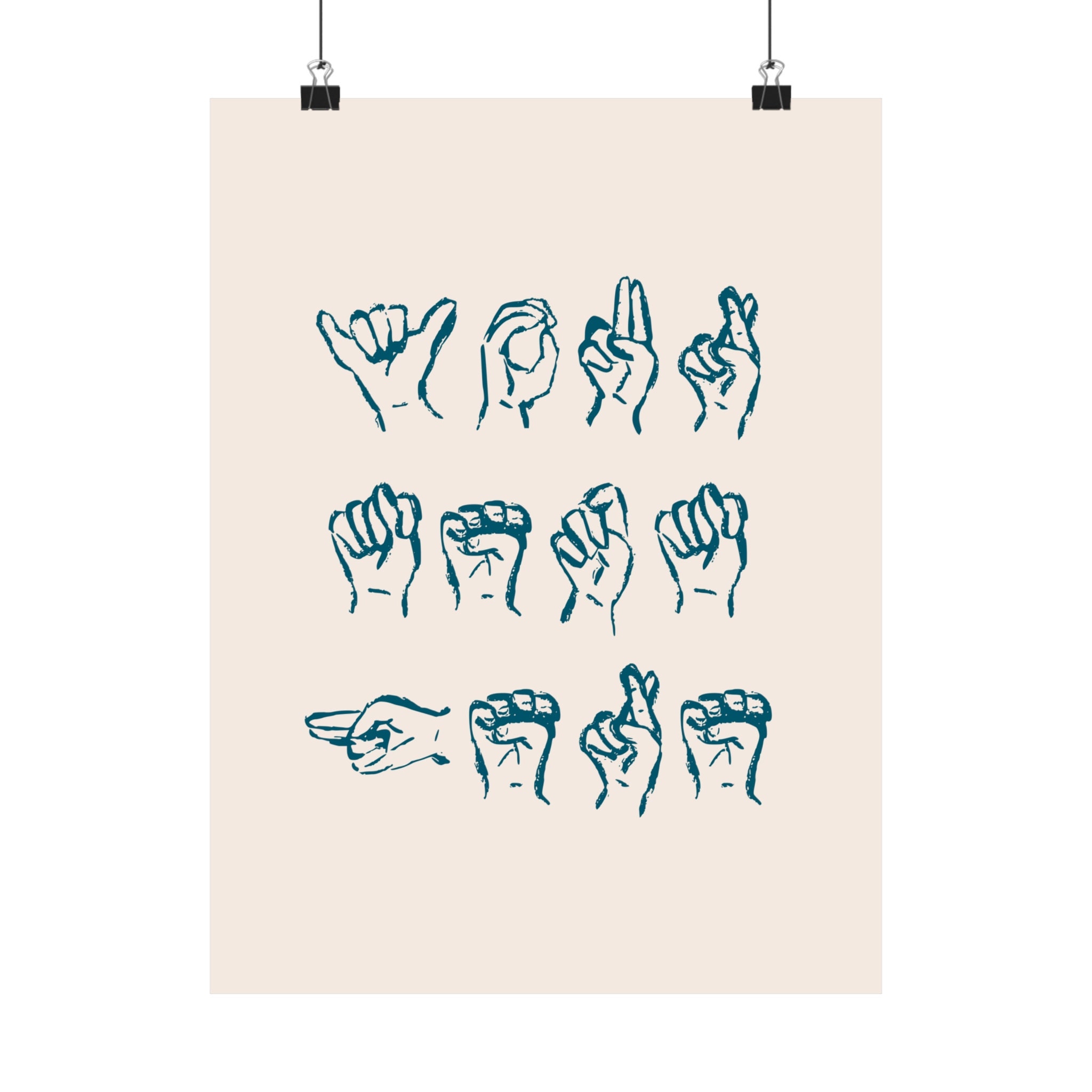 ASL Custom Text Poster American Sign Language Personalized Giclee Print ...