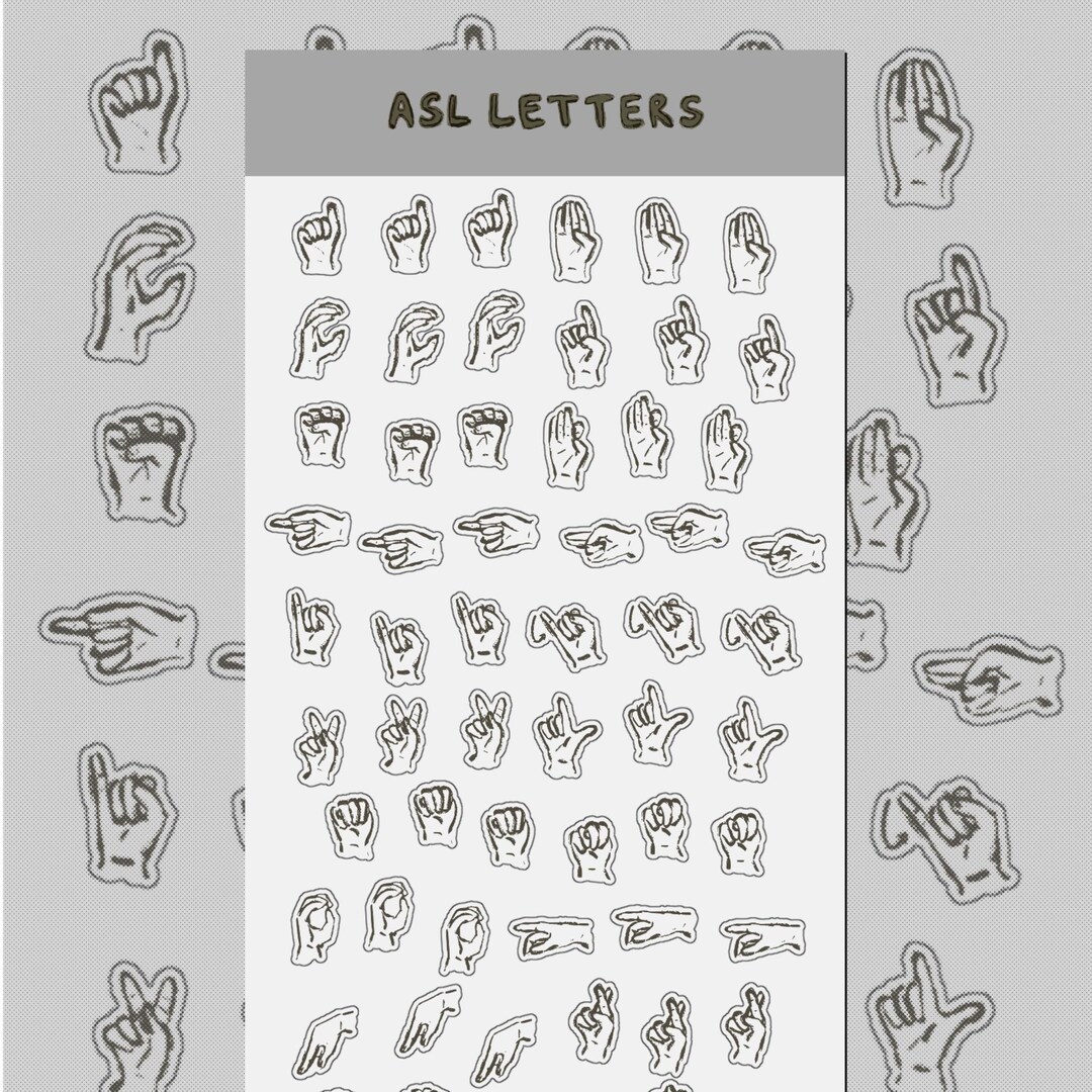 ASL Alphabet Letters Sticker Sheet Cute Minimalist Stickers for Planner ...