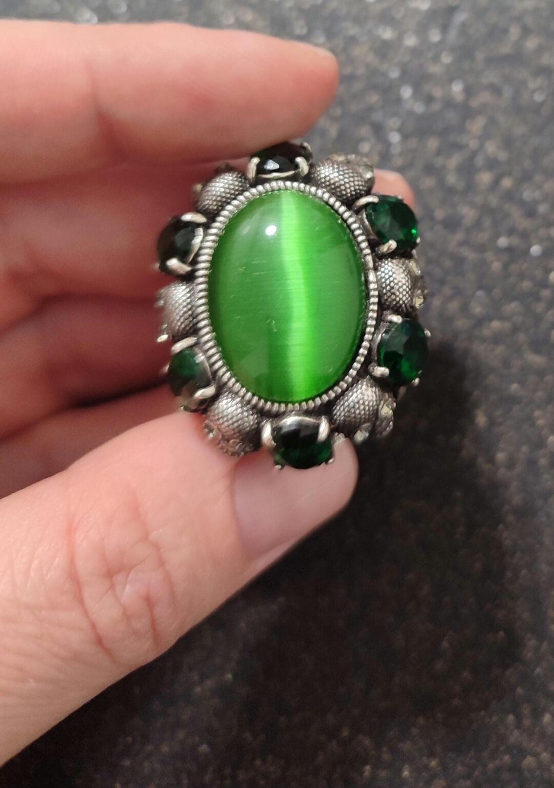 Vintage Gothic Big Green Stone Rin, Skull, Snake Ring - Etsy