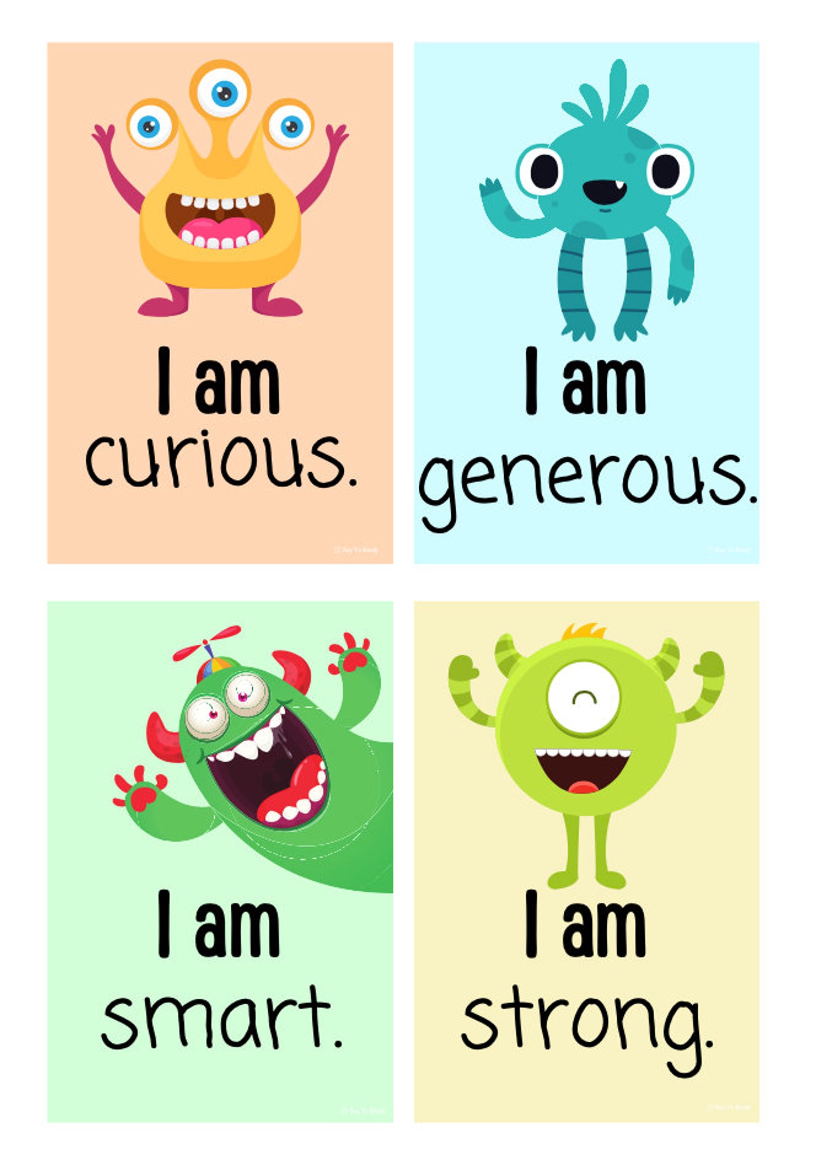 100 Printable Monster Theme Affirmation Cards for Kids - Etsy