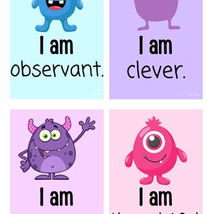 100 Printable Monster Theme Affirmation Cards for Kids - Etsy