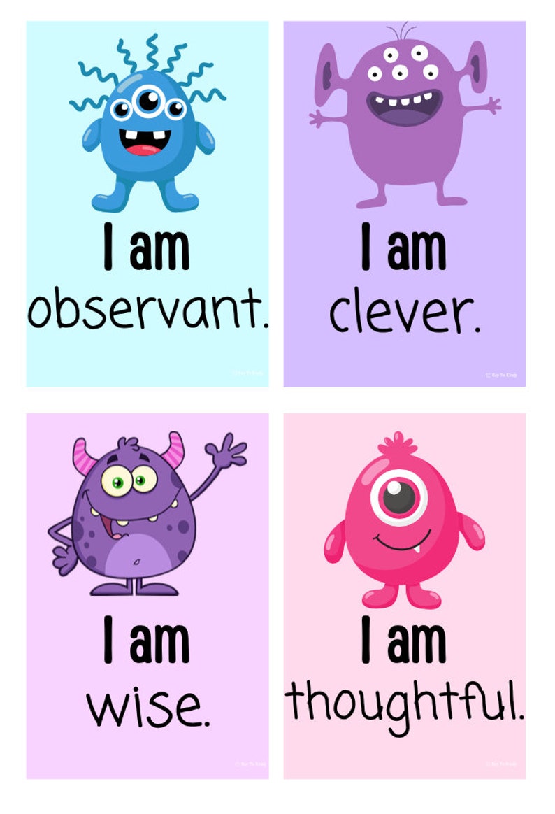 100 Printable Monster Theme Affirmation Cards for Kids - Etsy