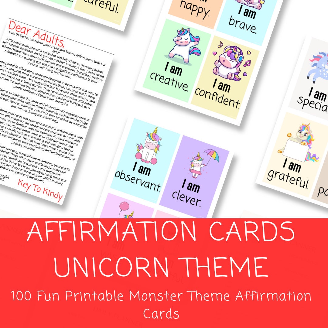 100 Printable Unicorn Theme Affirmations Cards - Etsy