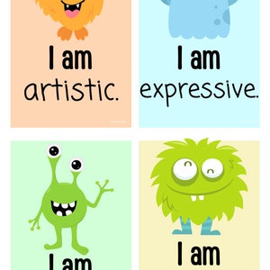 100 Printable Monster Theme Affirmation Cards for Kids - Etsy
