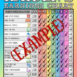 Chore Chart / Earnings Chart - Etsy