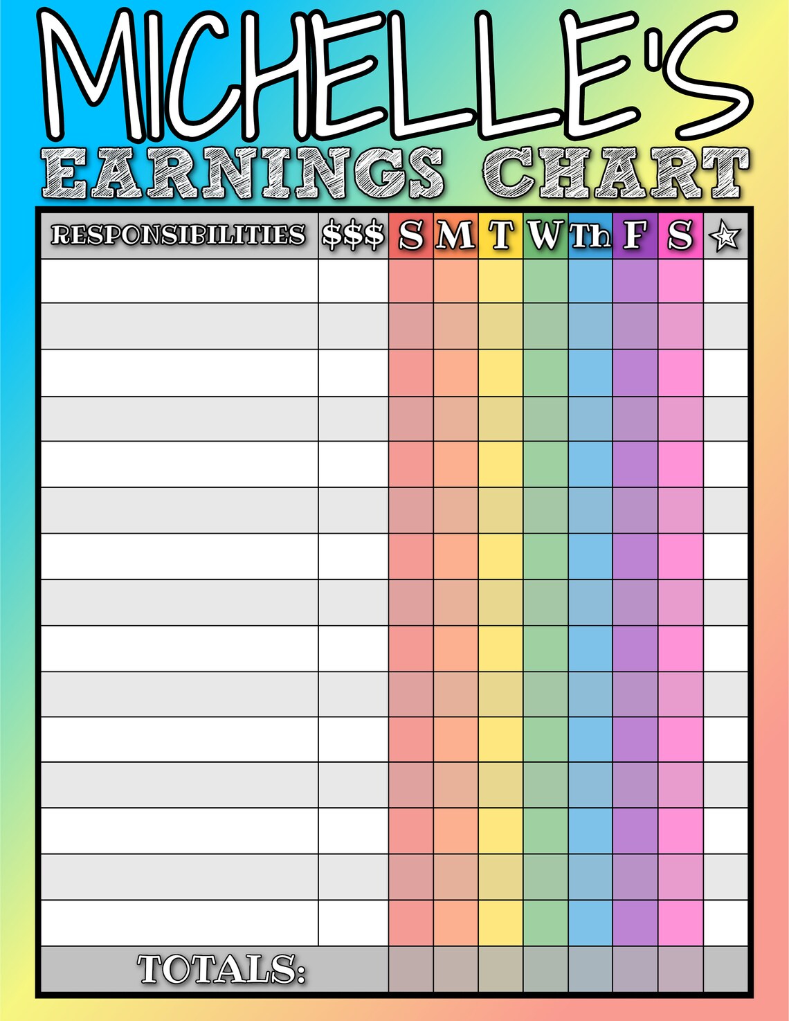 Chore Chart / Earnings Chart - Etsy