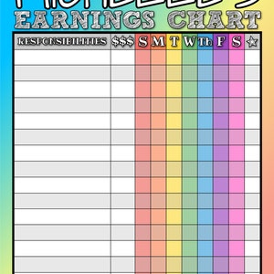 Chore Chart / Earnings Chart - Etsy