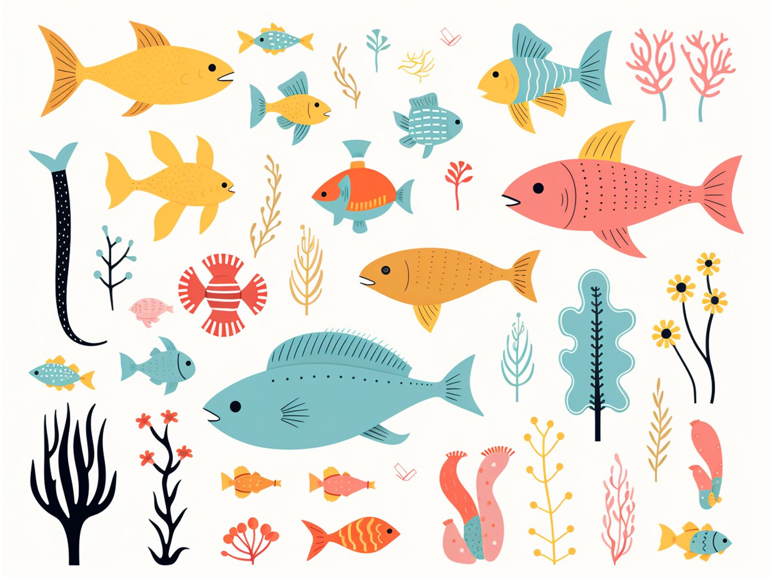 Painted Small Fish Png Watercolor Clipart Set Png Clipart Graphics - Etsy