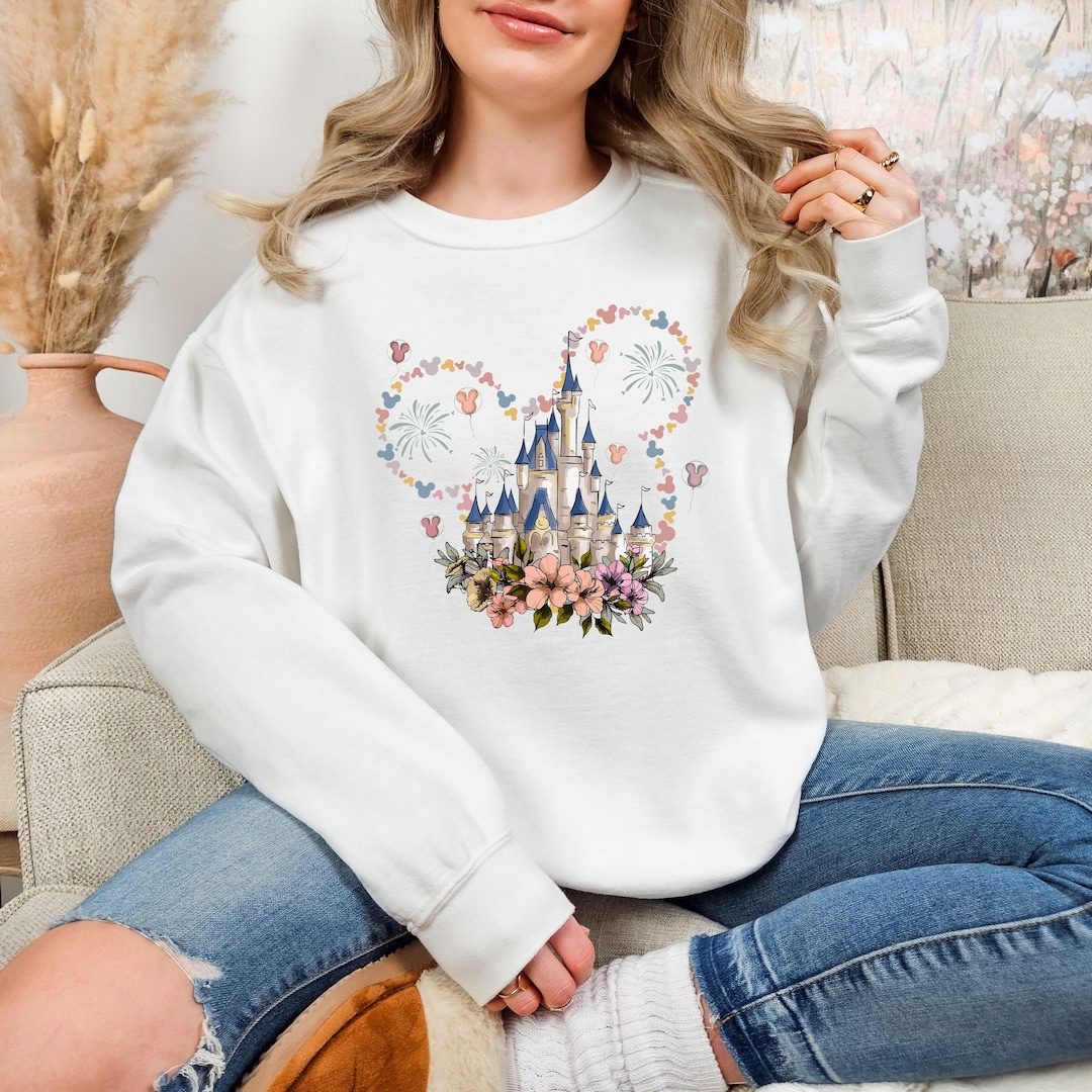 Disney Castle Floral Comfort Colors Sweatshirt, Vintage Disney ...