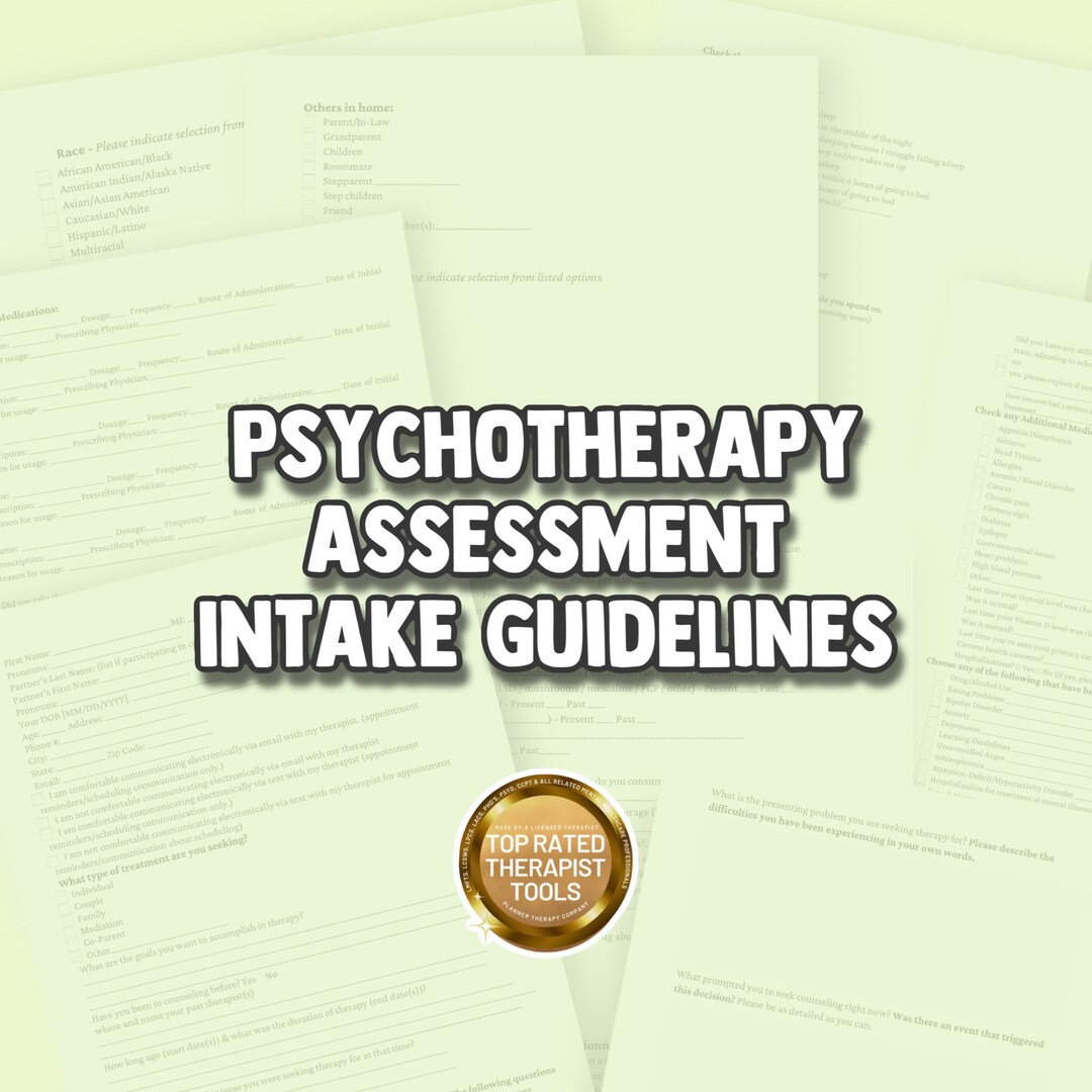 Psychotherapy Intake, Assessment, Therapist Documentation, Progress ...