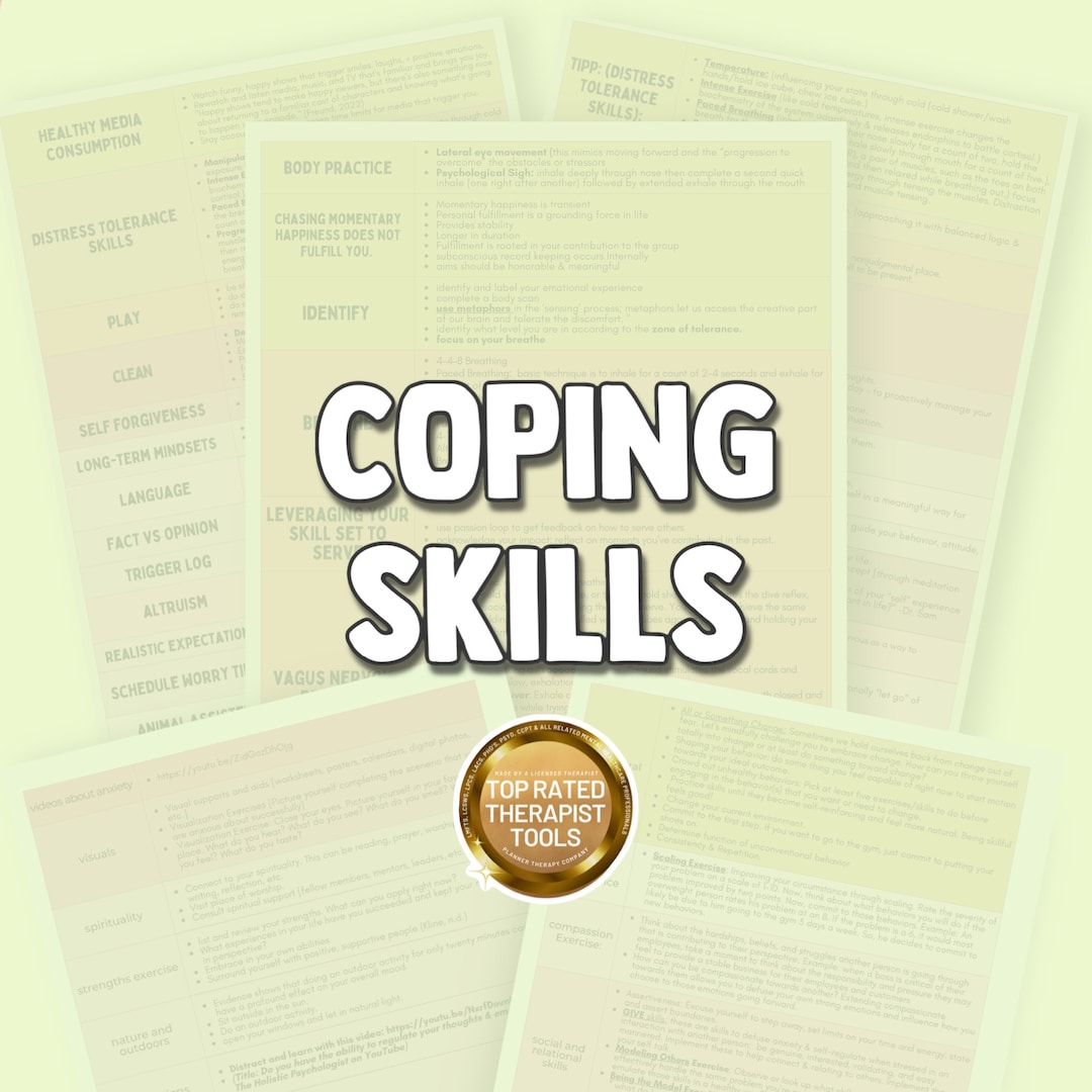 Coping Skills, Coping Skill Reference Sheet, Coping Skill Overview, 200 ...