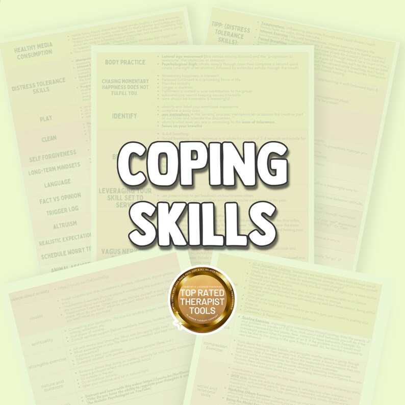 Coping Skills, Coping Skill Reference Sheet, Coping Skill Overview, 200 ...