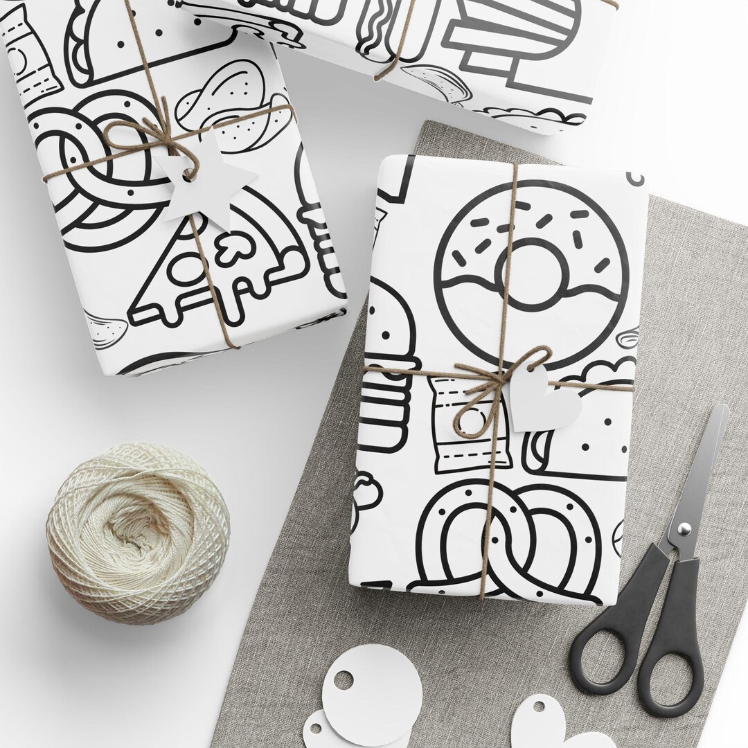 Coloring Page Wrapping Papers for Holidays, Kids Crafts, Gift Wrapping ...