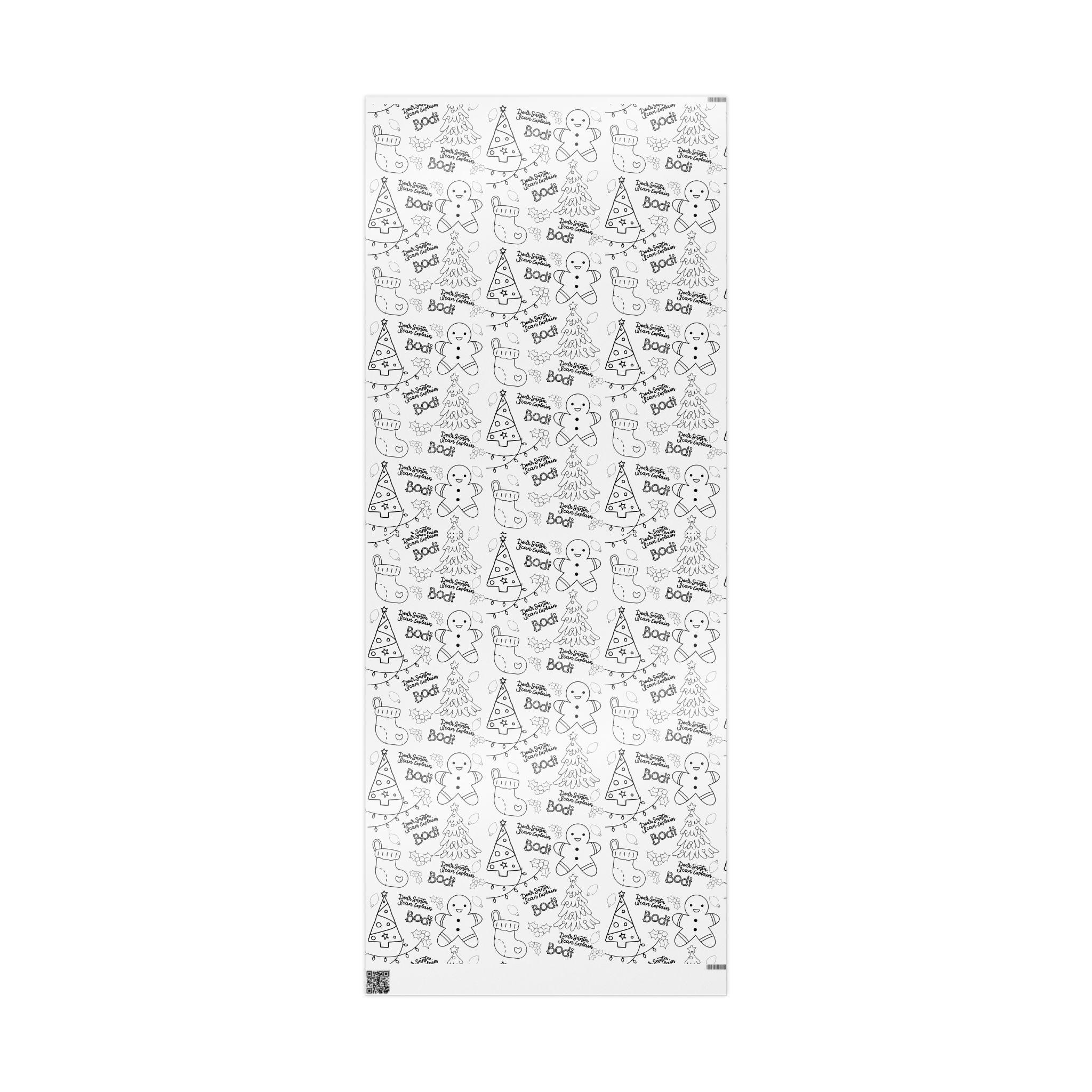 Custom Name Christmas Coloring Page Wrapping Papers for Holidays, Kids ...
