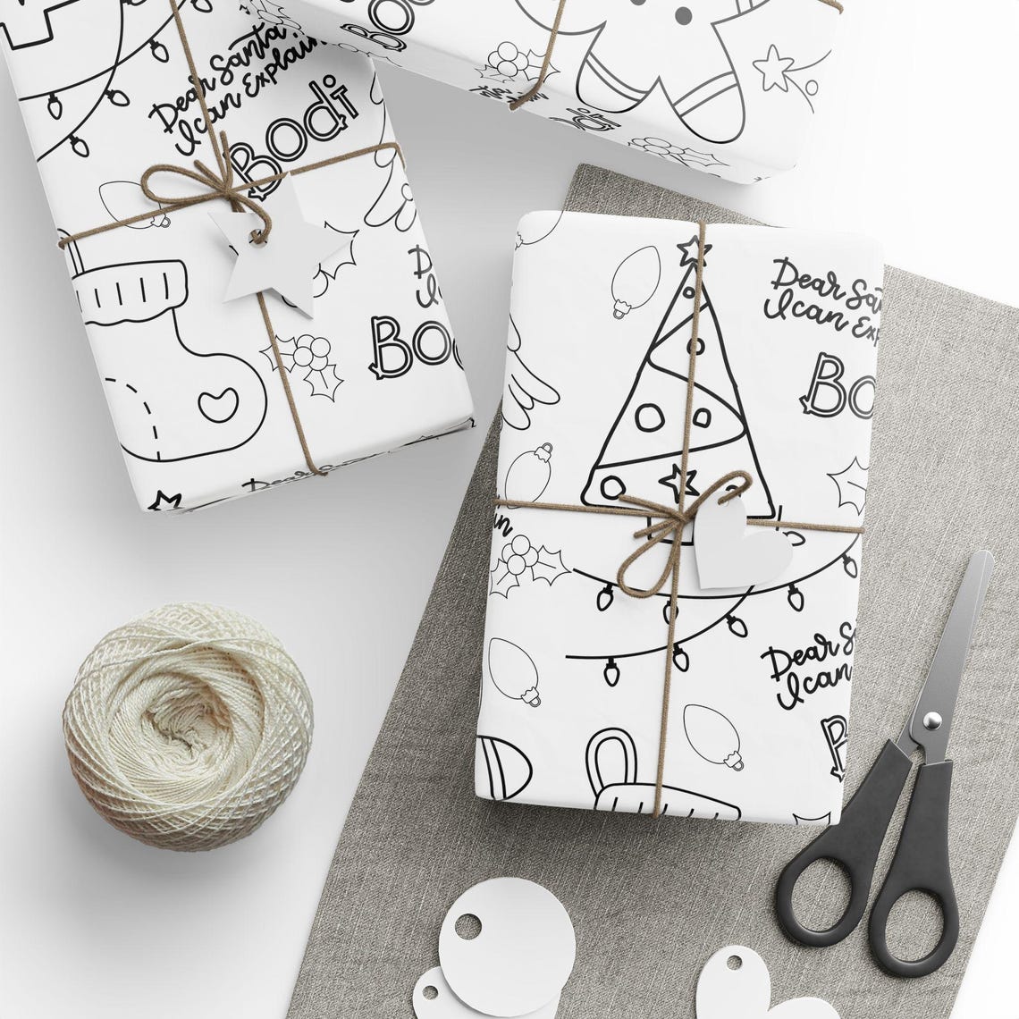 Custom Name Christmas Coloring Page Wrapping Papers for Holidays, Kids ...