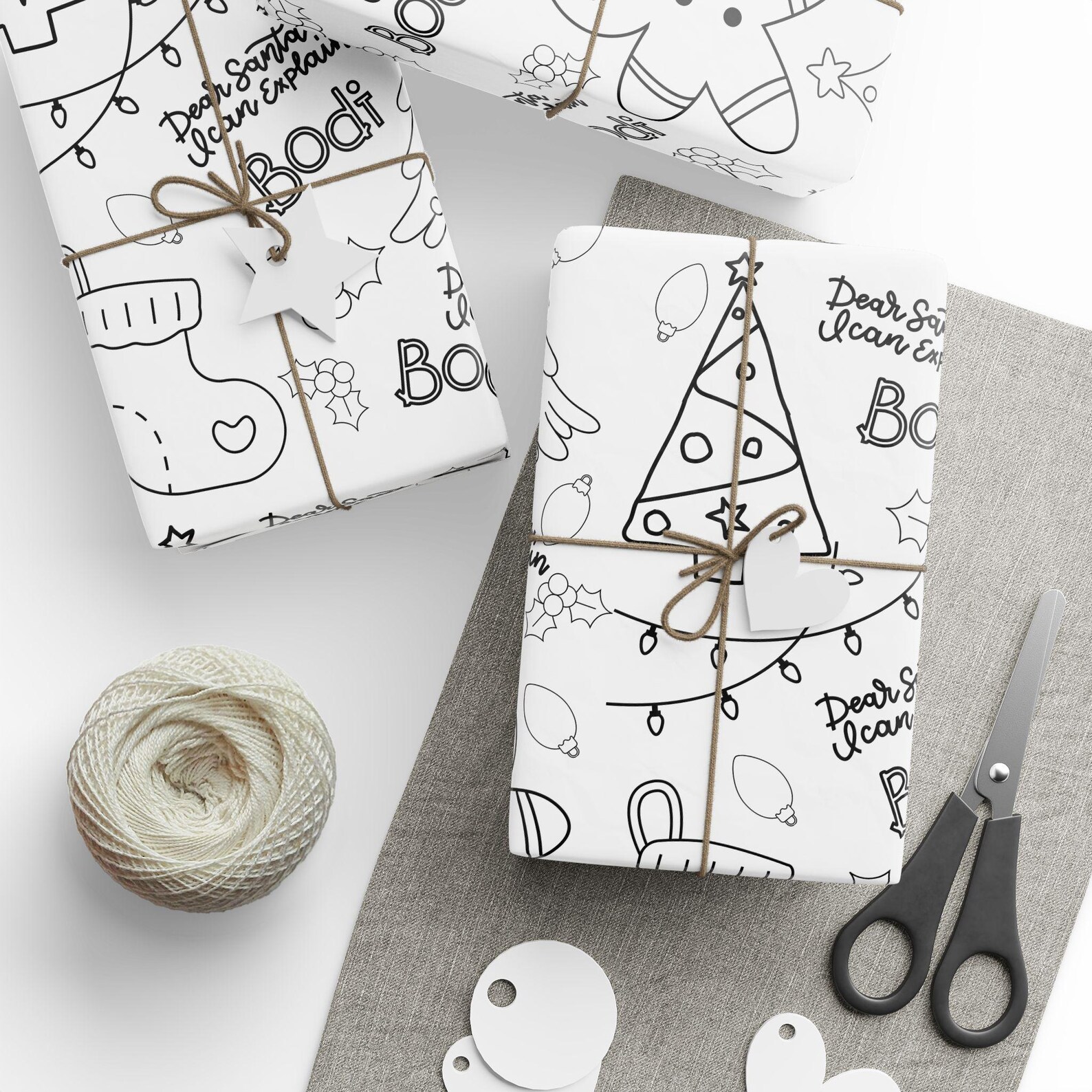 Custom Name Christmas Coloring Page Wrapping Papers for Holidays, Kids ...
