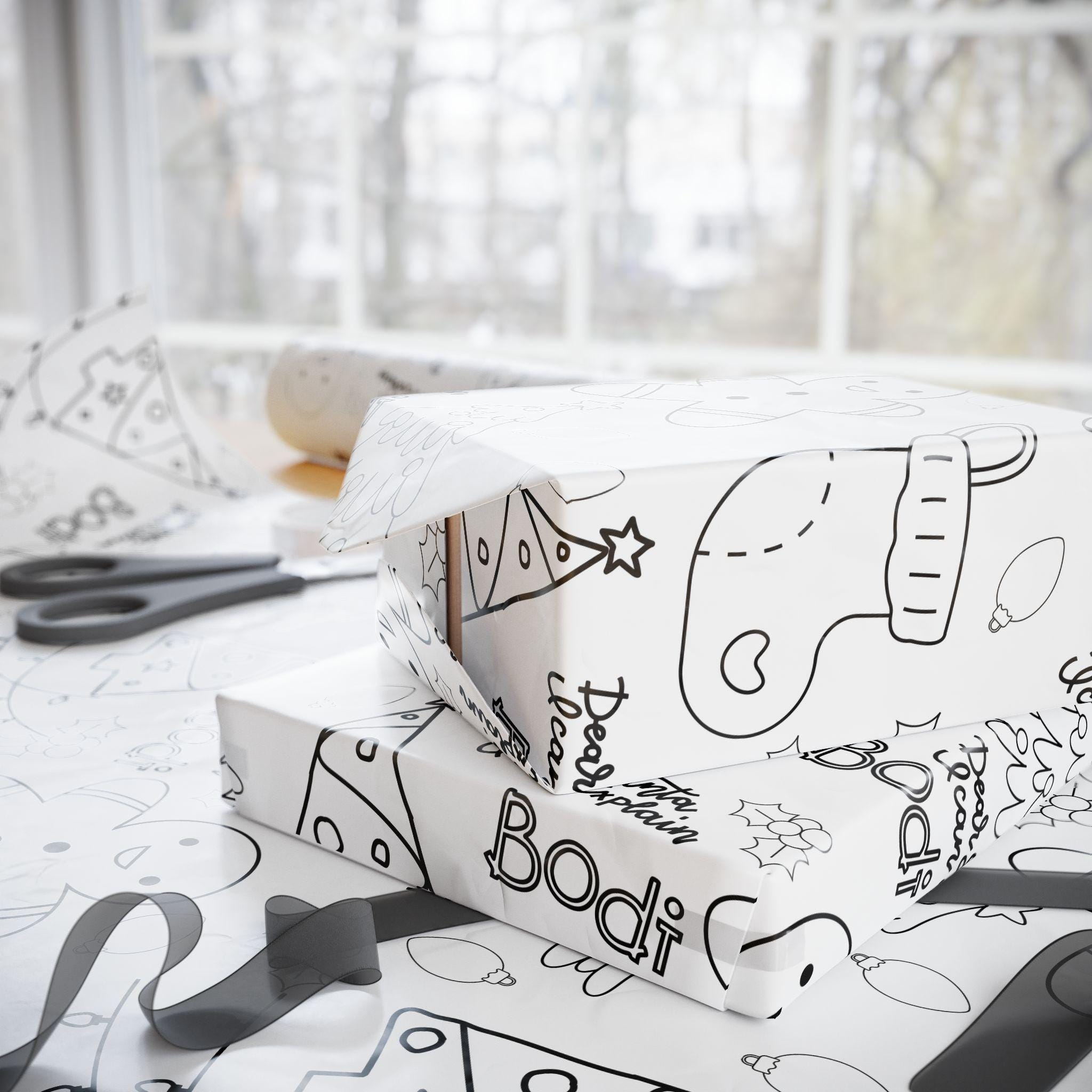 Custom Name Christmas Coloring Page Wrapping Papers for Holidays, Kids ...