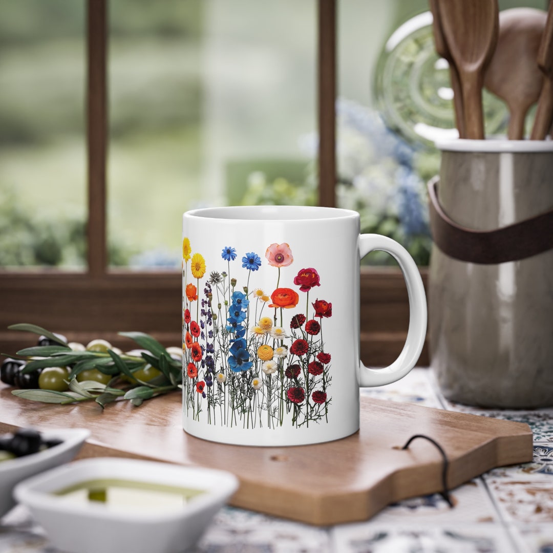 Coffee Mug flower Meadow Colorful Flower Motif Coffee Mug for Flower ...