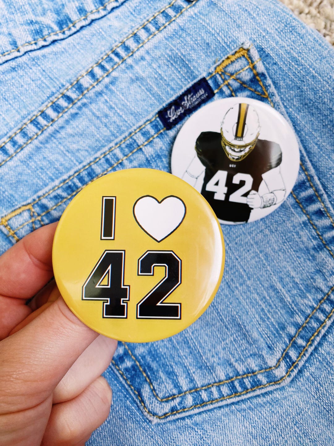 Custom Game Day Button Football Jersey Number I Heart Football Player ...