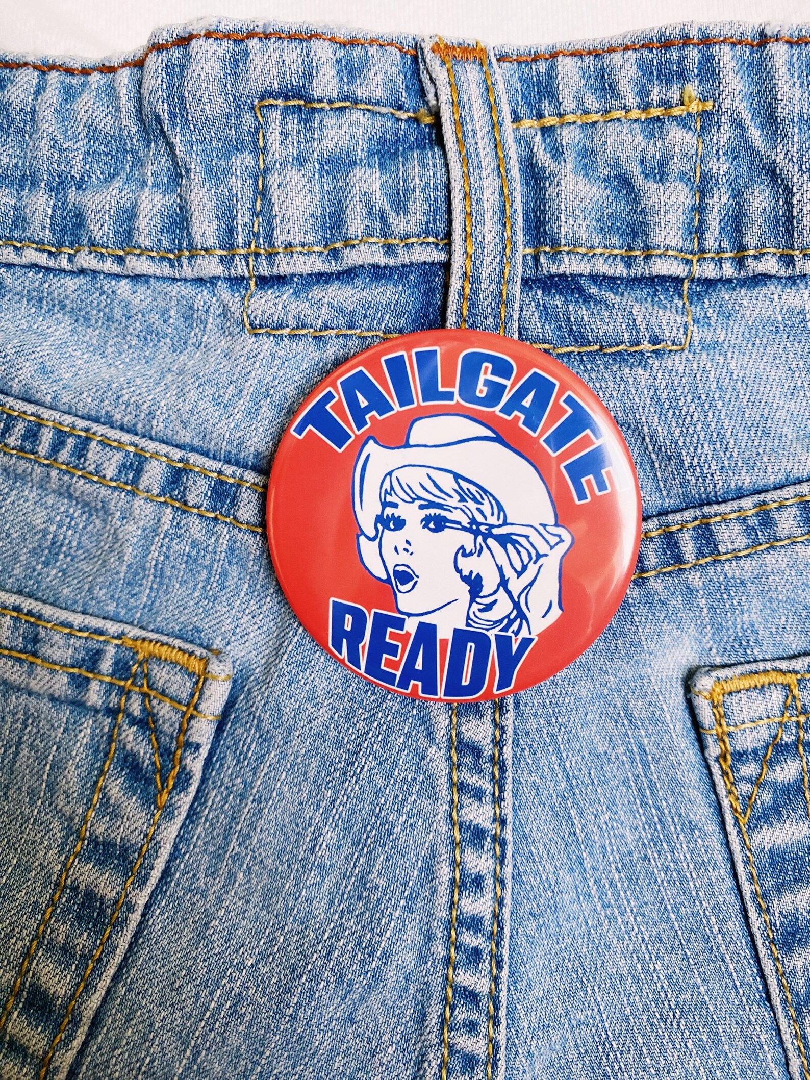 Tailgate Read Cowgirl Game Day Button - Etsy