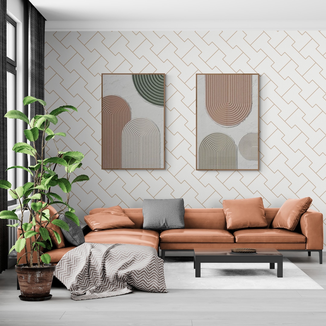 2 Piece ,arches Texture ,with Wooden Frame and Acrylic Paint ,bono Home ...