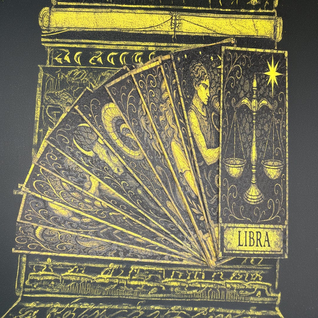 Libra Zodiac Bookmark – Textured Stained Glass Tarot Art | Balanced ...