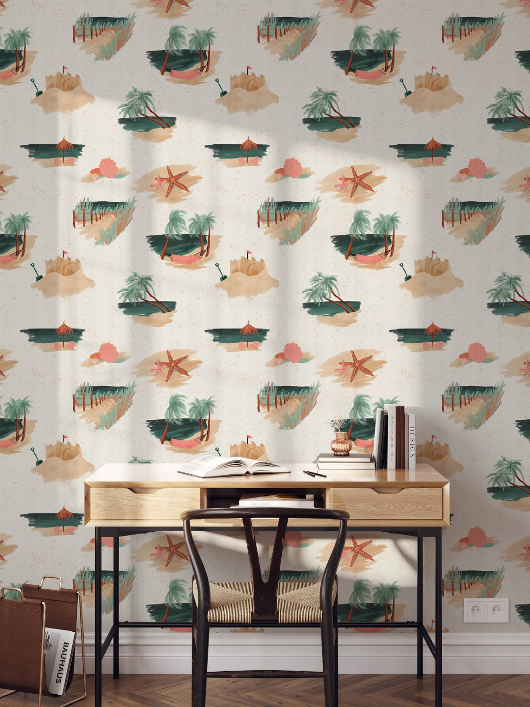 Contemporary Toile Wallpaper, Toile De Jouy Wallpaper, Beach Wallpaper ...