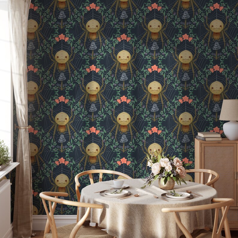 Gothic Voodoo Spider Removable Wallpaper for Moody Cottage Decor - Etsy