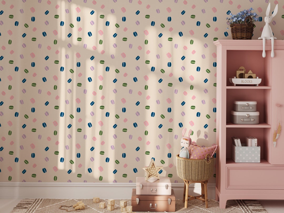 French Macaron Wallpaper, Preppy Fun Food Wallpaper, Paris Wallpaper ...