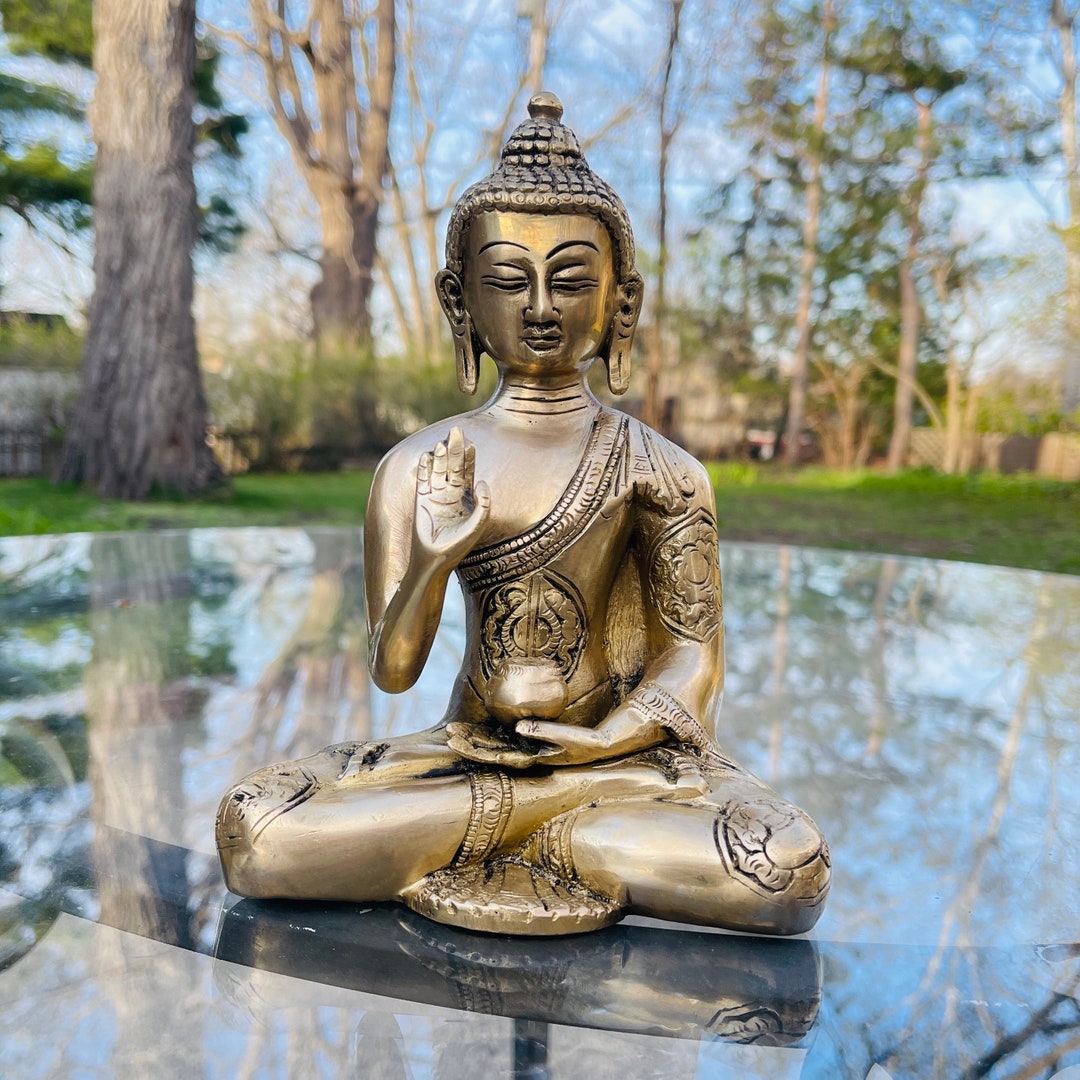 Buddha Statue, 8”inches, Blessings Statue, Handmade Brass Staue ...