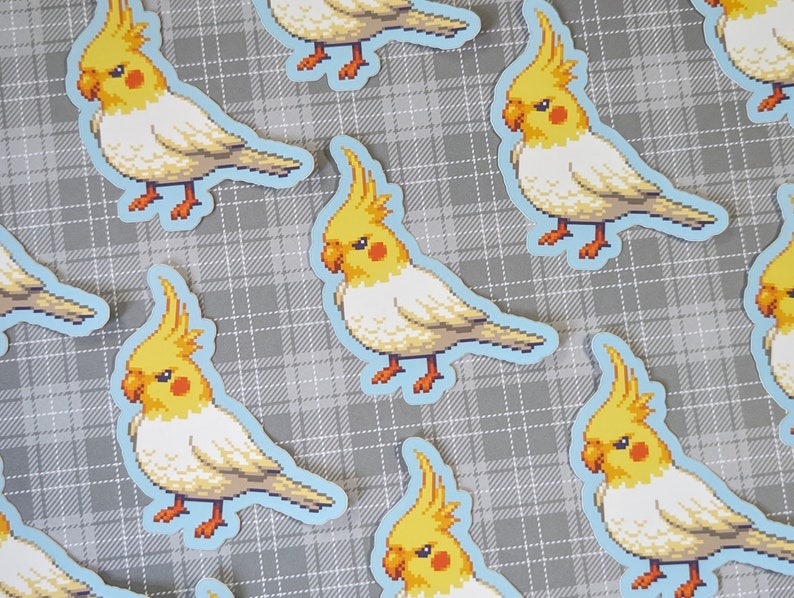 Angry Cockatiel Sticker Pixel Art Bird Cute Birb Matte Vinyl Decorative ...