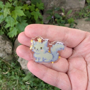 Kawaii Cat Pixel Art Acrylic Pin Glitter Epoxy Pixel Cat Cute Kitty ...