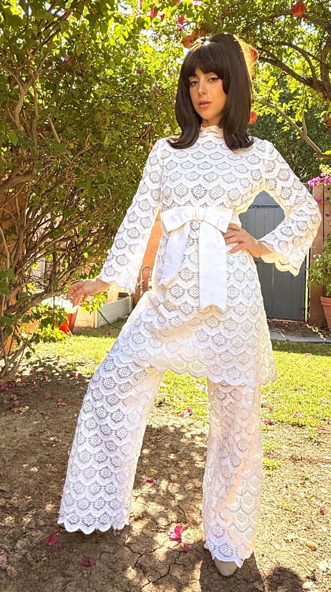 60’s Sharon Tate Crochet White Set Wedding Set - Etsy